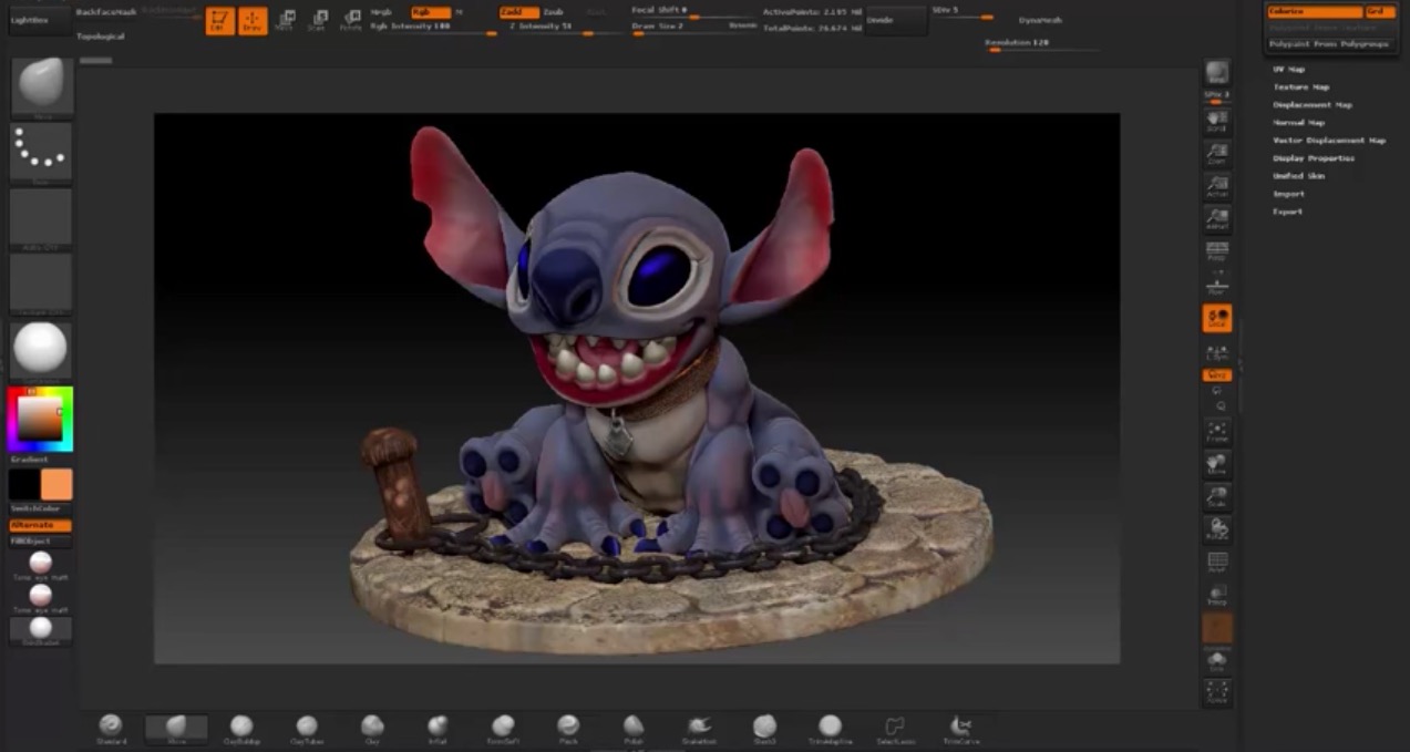 tutorial rendering in zbrush : 艶めかしいZBrushのレンダリング設定をスティッチを使って解説するチュートリアル！ – VIDEO FISH